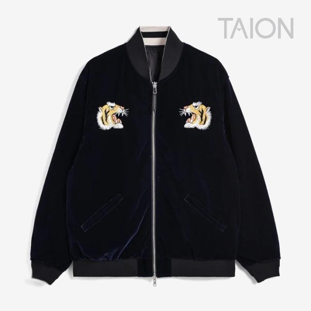 ・TAION｜Japan Special Reversible Sukajan Down Jacket/ タイオン/ジャパン スペシャル リバーシブル スカジャン ダウン ジャケット/ダークネイビーｘブラック #