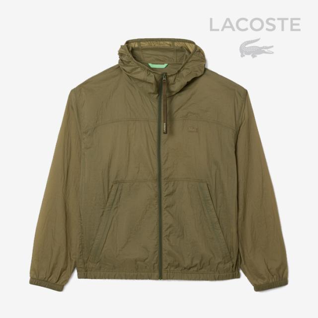 ・LACOSTE｜Washer Nylon Packable Hooded Jacket/ ラコステ/ワッシャー ナイロン パッカブル フード ジャケット/カーキ #