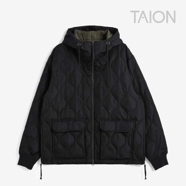 ・TAION｜W Military W-Zip Down Parka Onion Quilting/ タイオン/ミリタリー Wジップ ダウン パーカー オニオン キルティング/ブラック #