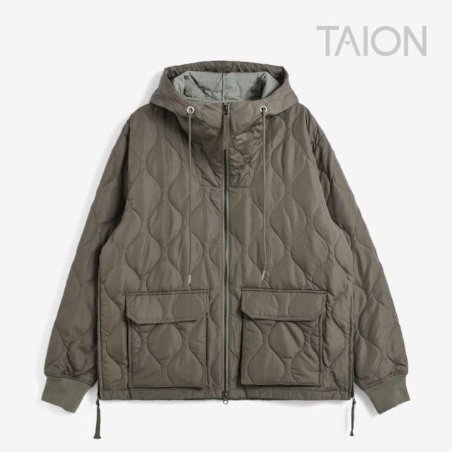 ・TAION｜W Military W-Zip Down Parka Onion Quilting/ タイオン/ミリタリー Wジップ ダウン パーカー オニオン キルティング/ダークカーキ #