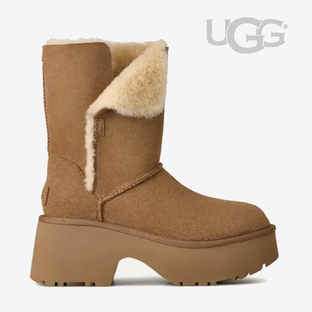 ・UGG｜W Esmee Lace Up Platform Suede Spill-Seam Sheepskin/ アグ/エスミー レースアップ プラットフォーム スエード スピルシーム シープスキン/チェスナット #