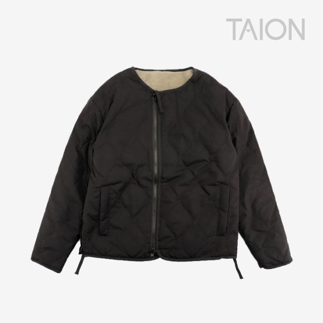 ・TAION｜Military sible Crew Neck Down Jacket Boa Liner/ タイオン/ミリタリー リバーシブル クルーネック ダウン ジャケット ボア インナー/ダークチョコｘベージュ #