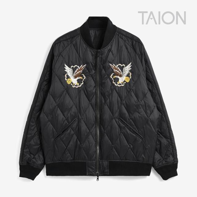・TAION｜Japan Spacial Reversible Skajan Down Jacket Velour/ タイオン/ジャパン スペシャル リバーシブル スカジャン ダウン ジャケット ベロア/ブラックｘブラック #