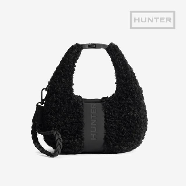 ・HUNTER｜W Boucle Mini Crossbody Faux Fur/ ハンター/ブークレ ミニ クロスボディバッグ フェイク ファー/ブラック #