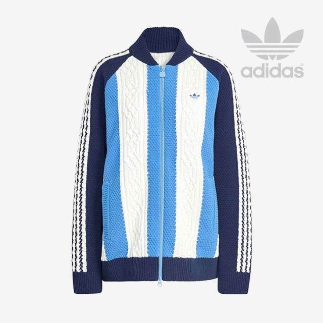 ・ADIDAS Originals｜W Archive Cut Line Knit Track Top Stripe/ アディダス/アーカイブ カット ライン ニット トラック トップ ストライプ/ナイトインディゴｘアッシュグレー #