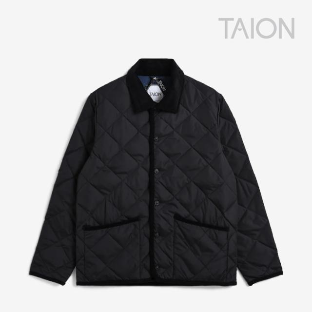 ・TAION｜City Piping Cord Collar Down Cardigan/ タイオン/シティ パイピング コーヂュロイ カラー ダウン カーディガン/ブラック #