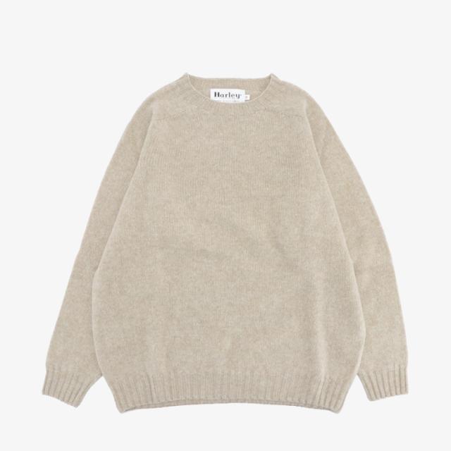 ・HARLEY Of Scotland｜W  Jumbo Size Crew Neck Sweater Supersoft Wool Knit/ ハーレー/ジャンボ サイズ クルー ネック セーター スーパーソフト ウール ニット/カメオベージュ #