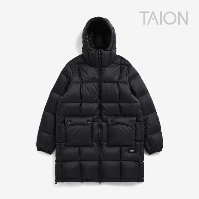 ・TAION｜Mountain Packable Volume Hood Down Coat Long/ タイオン/マウンテン パッカブル ボリューム フード ダウン コート ロング/ブラック #