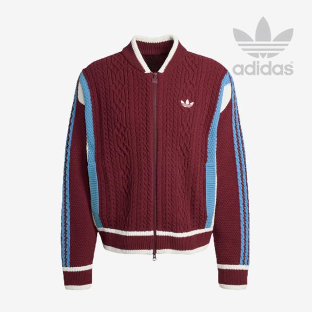 ・ADIDAS Originals｜Retro Wicons Cardigan Remix Cardigan W-Zip Loose Fit/ アディダス/レトロ ウィコンズ リミックス カーディガン Wジップ ルーズ フィット/シャドーレッドｘオフホワイト #