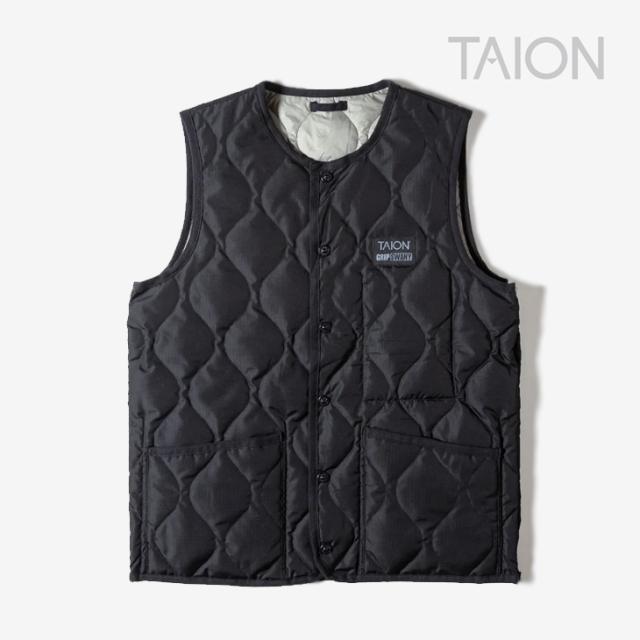 ・TAION｜ｘGripswany Millitary Reversible Down Vest Ripstop/ タイオン/グリップスワニー リバーシブル ダウン ベスト リップストップ/ブラックｘセージグリーン #