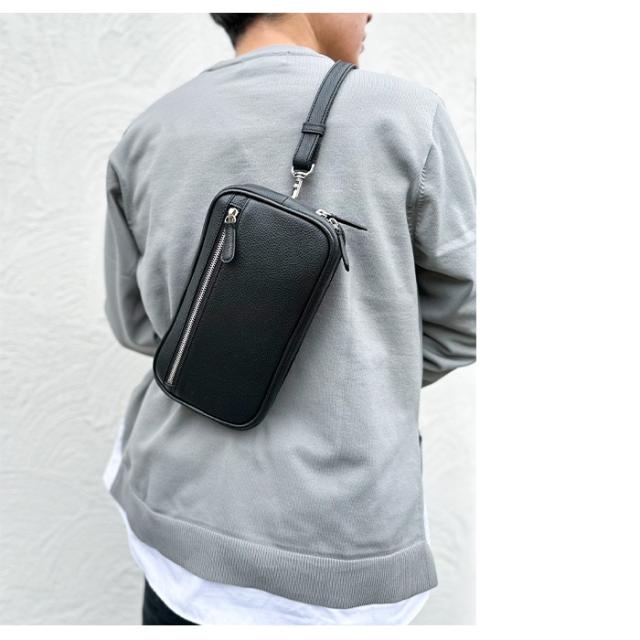 ショルダーバッグ ボディバッグ 牛革 レザー メンズ 4WAY 横 縦 カジュアル サステナブル SDGs HAMILTON -Grandeur- KBN16466