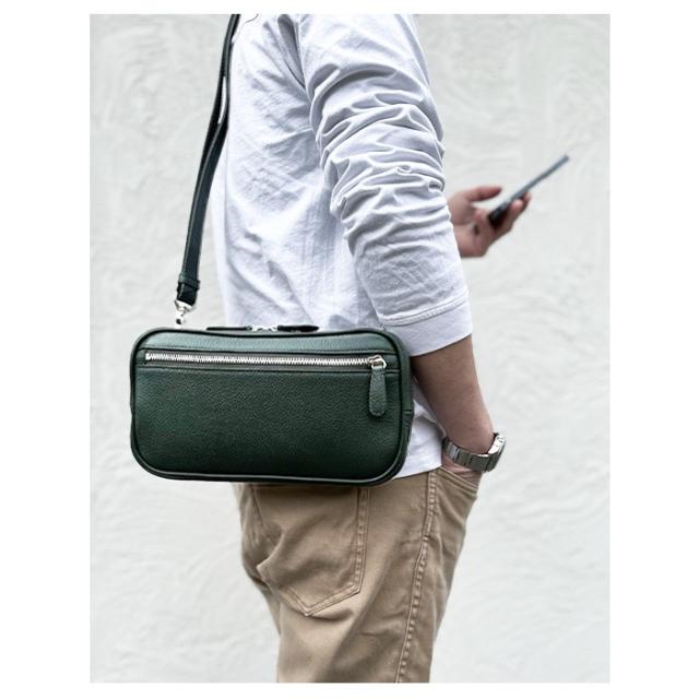 ショルダーバッグ ボディバッグ 牛革 レザー メンズ 4WAY 横 縦 カジュアル サステナブル SDGs HAMILTON -Grandeur- KBN16466