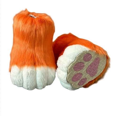 着ぐるみ ケモノ足 オレンジ Mサイズ 22.5~24CM ケモノ脚 ファースーツ ケモノ fursuit ぬいぐるみ コスプレ コスチューム kigurumi
