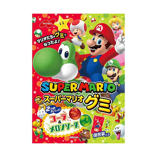 ノーベル スーパーマリオグミ コーラ＆メロンソーダ 85g × 48個  グミ おやつ お菓子 袋タイプ コーラ アソート