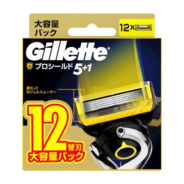 ジレット プロシールド 髭剃り カミソリ 男性(替刃12個入) 大容量パック  カミソリ替え刃