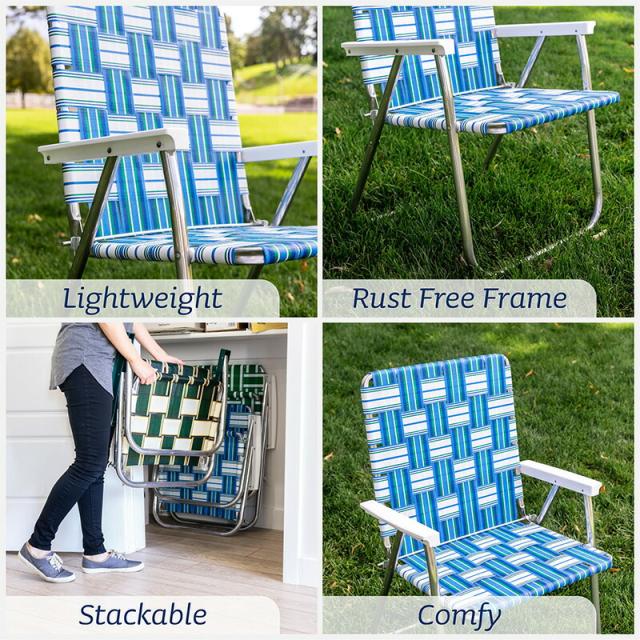 LAWN CHAIR USA OLD GLORY PICNIC WITH WHITE ARMS FOLDING CHAIR