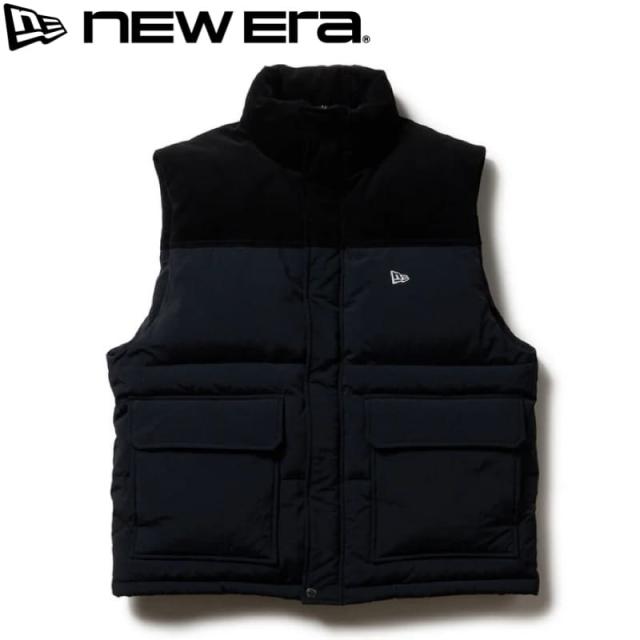 【送料無料】NEWERA ニューエラ 正規品 ダウンベスト アウター フェザー 防寒 軽量 軽い 暖かい ナイロン コーデュロイ オーバーサイズ ワイド メンズ レディース ユニセックス 黒 ブラック 14682725