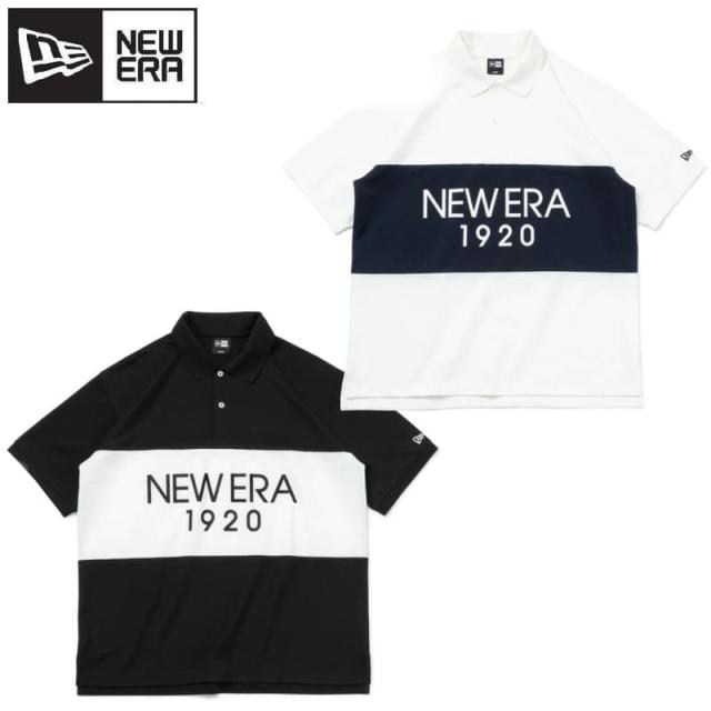 NEWERA ニューエラ 正規品 半袖 ポロシャツ ポロ Polo シャツ 半袖シャツ ニット プルオーバー ロゴ ボーダー スポーツ オーバーサイズ ユニセックス メンズ レディース 白 ホワイト 黒 ブラック