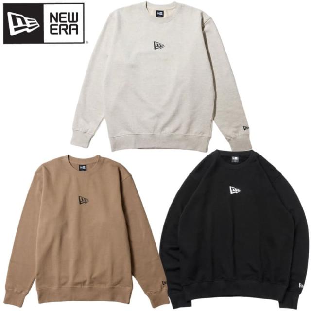 NEWERA ニューエラ 正規品 スウェット トレーナー プルオーバー ミニロゴ フラッグロゴ ワンポイント シンプル ユニセックス メンズ レディース グレー ベージュ ブラック