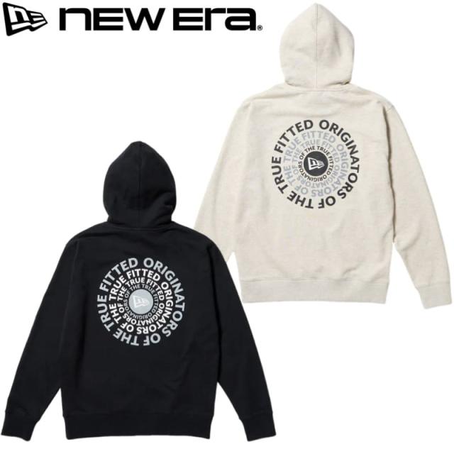 ニューエラ NEWERA 正規品 長袖 裏毛 パーカー スウェット プルオーバー フーディー バックプリント サークルロゴ メンズ レディース ユニセックス 大きいサイズ グレー オートミール 黒 ブラック 14682628 14682630 M L LL XL 2L XXL 3L