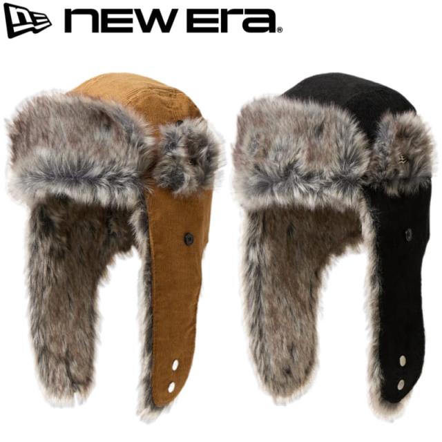 NEWERA ニューエラ 正規品 フライトキャップ パイロット キャップ パイロット帽 トラッパー CAP 帽子 コーデュロイ ファー ロゴ 刺繍 メンズ レディース ユニセックス キャメル ウィート 黒 ブラック 14667625 14667627