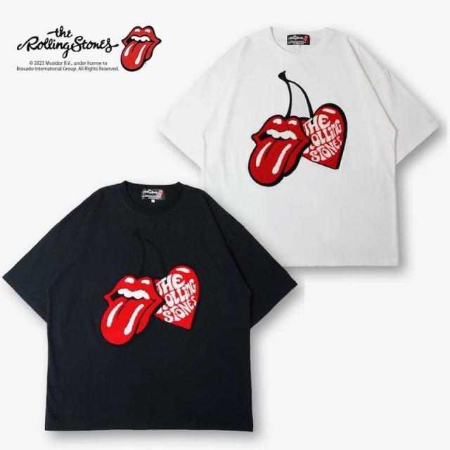 【送料無料】メンズ THE ROLLING STONES ローリングストーンズ JACKROSE ジャックローズ コラボ 半袖 Tシャツ ティーシャツ チェリー LIPS＆TAN サガラ 刺繍 オーバーサイズ ビッグシルエット ユニセックス 白 ホワイト 黒 ブラック