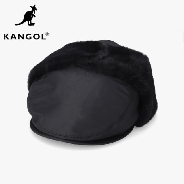 【送料無料】KANGOL カンゴール 正規品 ハンチング アビエイター イヤーフラップ ファー 耳当て 帽子 ナイロン キルティング ワンポイント 刺繍　2WAY カンガルー メンズ レディース ユニセックス 黒 ブラック