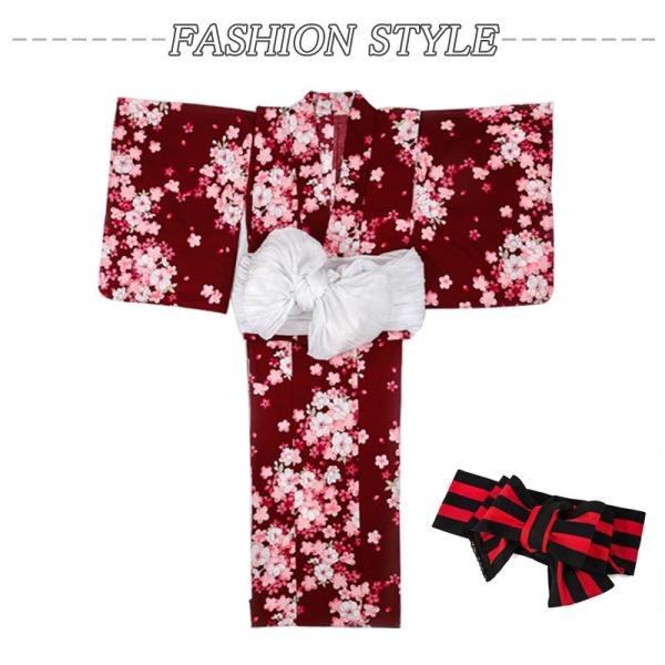 レディース浴衣 着物  仕立て上がり 洗える　桜の柄 9点セット 浴衣・結び帯・下駄・浴衣肌着・ハンドバッグ・せんす・靴下 高級 変わり織 花火大会　お祭り