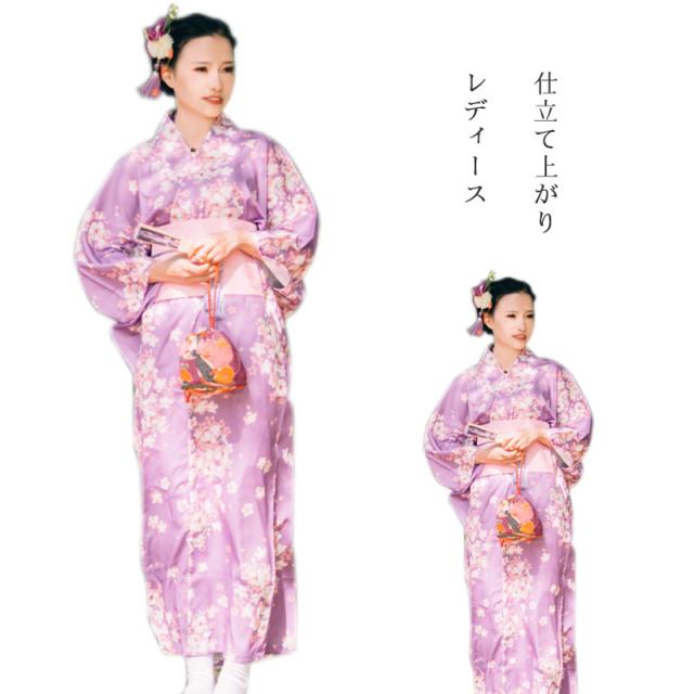 レディース 浴衣 着物  仕立て上がり 洗える 7点セット 浴衣・下駄・頭花・ハンドバッグ・靴下 高級 変わり織 花火大会　お祭り