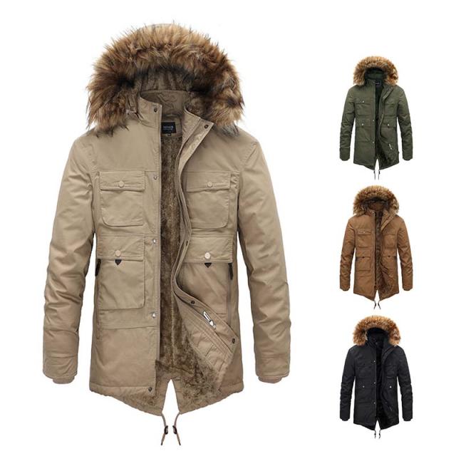 コート メンズ 中綿入り 裏ボア 起毛 ジャケット 無地 厚手 ミリタリージャケット マウンテンパーカー 大きいサイズ ファー ジップアップ フード付き 着脱可 アウター  秋 冬 防寒 防風 コート カジュアル アウトドア おしゃれ
