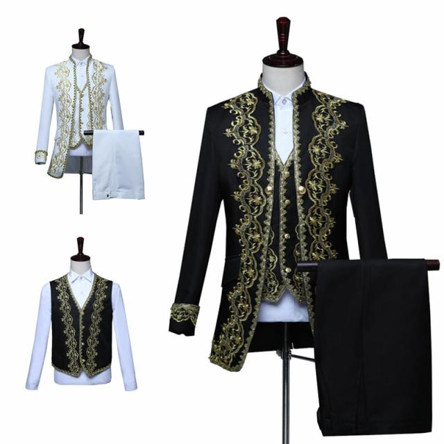 コスプレ 王子様 衣装 仮装 忘年会 メンズ タキシード 貴族 ゴシック 男性用スーツ 3点セット 結婚式 大人 演奏会 撮影用 舞台ステージ衣装 演劇オペラ声楽 貴族服装 ヨーロッパ 公爵 宮廷服 コスプレ衣装 クリスマス仮装 ハロウィン衣装