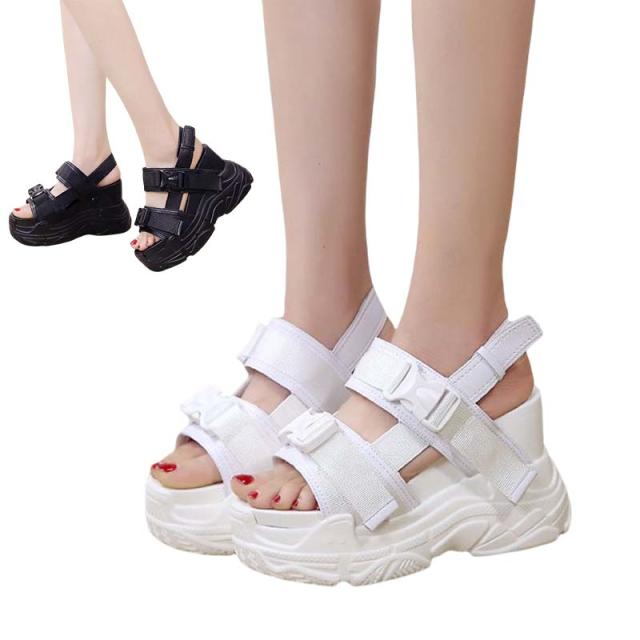 厚底サンダル スポーツサンダル スポサン 厚底 プラットフォーム　8.0センチヒール 夏 コンフォートサンダル スニーカーサンダル 長脚効果