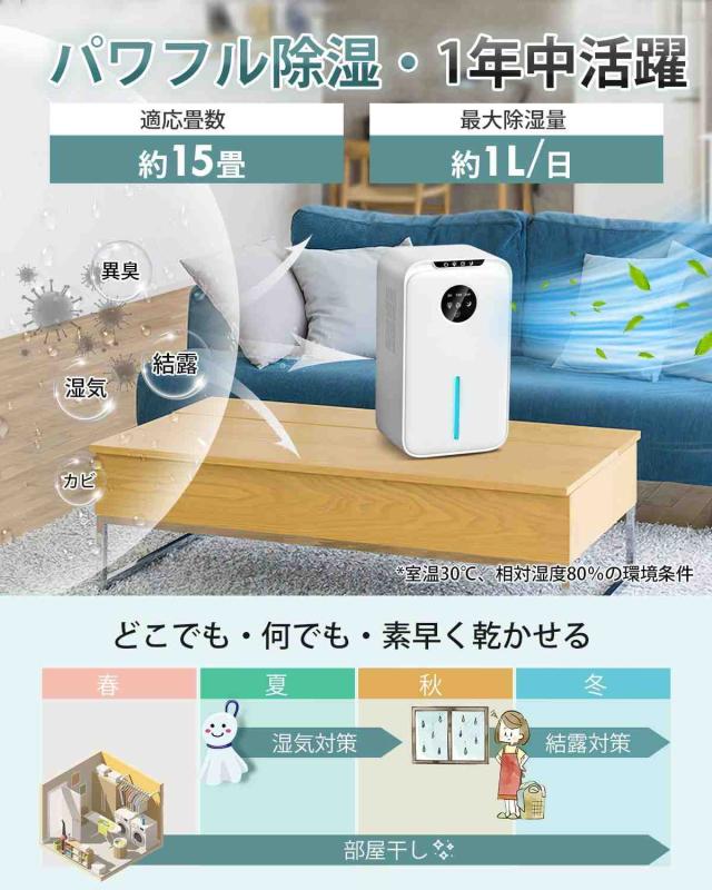 2024新型 除湿機 大容量 2.5L 除湿器 家庭用 コンパクト じょしつき 除湿量1L/日 除湿器 強力除湿 湿気取り 部屋干し 湿気対策 梅雨対策 衣類乾燥 自動停止 静音 省エネ 節電 小型
