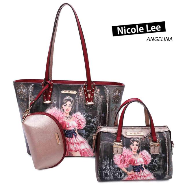 数量限定！ NICOLE LEE ニコールリー SET16041 レディース ３点セット トートバッグ＋スモールバッグ＋マルチポーチ CRYSTAL PALACE ビーガンレザー ヴィーガン 人気 おしゃれ ブランド バック 30代 40代 20代 エッフェル塔 シャンデリアSDGsサスティナブル50代60代