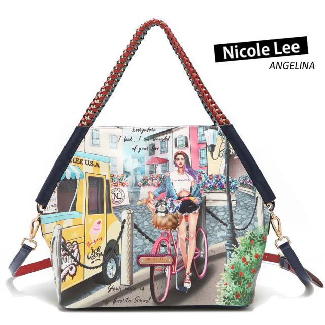 数量限定！NICOLE LEE ニコールリー CSM16204 COZY STREET IN MILAN レディース チェーンショルダー トートバッグ ショルダー ミラノ フラワー ビーガンレザー ヴィーガン SDGs サステナブル ニコルリー ビーズ ビジュー 大きめ イタリア 50代 60代 軽い 軽量　クリスマス