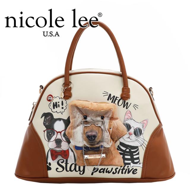 2024 新作 数量限定 NICOLE LEE ニコールリー BB17039 BIG BROTHER レディース ミニボストン ショルダー ハンドバッグ 可愛い 海外ブランド バック  ニコルリー 犬 猫 フレンチブルドッグ ドッグ キャット 柴犬 ふわふわクッションワッペン付き ぬいぐるみ わんちゃん 探偵