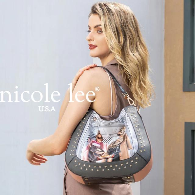 2024 新作 数量限定 NICOLE LEE ニコールリー LNO17064 LADIES NIGHT OUT HOBO BAG レディース トートバッグ ショルダー ハンドバッグ 海外ブランド バック  ニコルリー カラーストーン スタッズ クール かっこいい クリスマス レオパード柄 ビジュー キラキララメ 大き