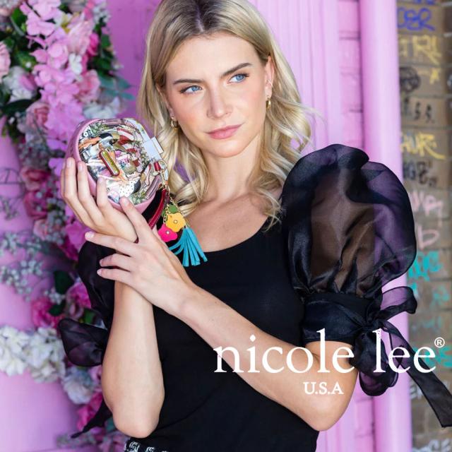 2024 数量限定 NICOLE LEE ニコールリー CP6623 レディース がま口 コスメ ポーチ ミニバッグ リップ 春夏秋冬 ビーガンレザー ヴィーガン 人気 30代 40代 20代 SDGs ボックス付き クリスマスプレゼント MINI COIN PURSE WRISTLET フリンジストラップ ニコルリー 幾何学模様