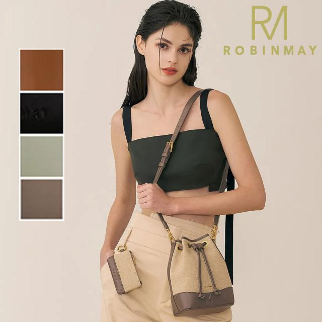 保証付 返品OK 2024 ROBINMAY ロビンメイ 正規代理店 BWC116 Decorative Garden Bucket Crossbody Bag レディース バイカラー リネンハンドバッグ 麻 キャンバス ショルダー 巾着 春夏秋冬 ビーガンレザー ヴィーガン 30代 40代 20代 SDGs サステナブル ミニポーチ付 公式