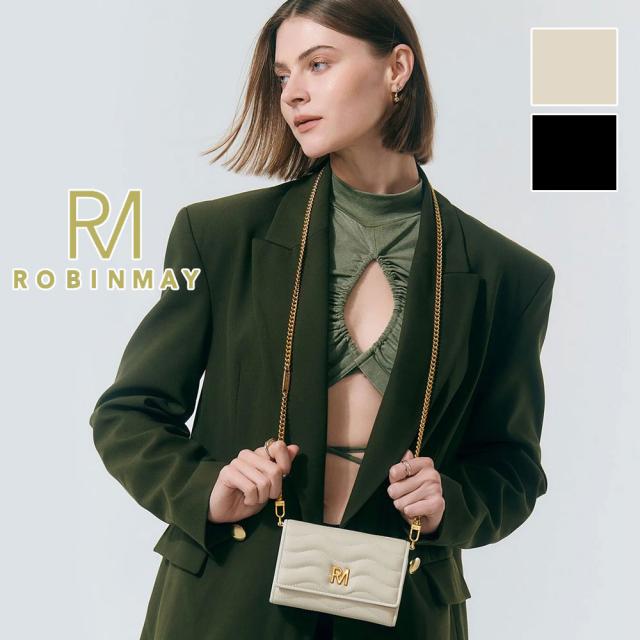 保証付 返品OK 正規品 2024 ROBINMAY ロビンメイ L083 RMロゴ 本革 レザー 折りたたみ財布 チェーンショルダー ミニ財布 二つ折り財布 人気 30代 40代 20代 お財布ショルダー 台湾 波光浪潮真皮鐵?中夾 シンプル 大人 小銭入れ 誕生日 小さめ コンパクト 波状キルティング