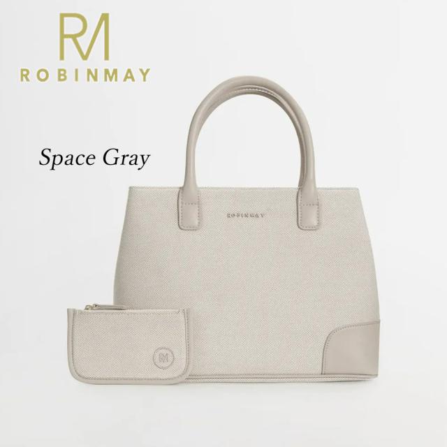 保証付 返品OK  正規品  2024 ROBINMAY ロビンメイ  WB082 レディース バイカラー リネンハンドバッグ スクエア型 麻 キャンバス ショルダー 大きめ ビーガンレザー ヴィーガン 人気 30代 40代 20代 SDGs サステナブル  小銭入れポーチ付 台湾 瑞?麻布手提包(L) トート型