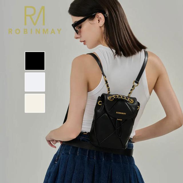 保証付 返品OK  正規品  2024 ROBINMAY ロビンメイ  D113 レディース ダイヤモンド キルティング リュックサック ミニリュック 小さめ バッグ チェーンショルダー ビーガンレザー ヴィーガン 人気 30代 40代 20代 SDGs サステナブル  大人リュック 台湾 佩樂洛後背包