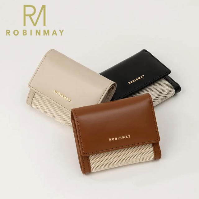 保証付 返品OK  正規品  2024 ROBINMAY ロビンメイ  WL057 柏林麻布真皮短夾 レディース RMロゴ リネン 本革レザー 三つ折り 折りたたみ財布 ウォレット ベーシック シンプル カード入れ さいふ カジュアル 牛革 レザー 人気 30代 40代 20代 旅行 台湾 コンパクト 財布 麻