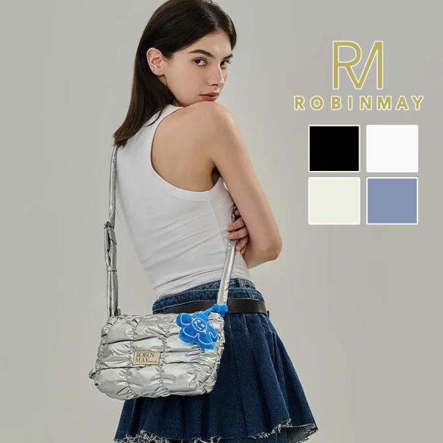 保証付 返品OK 正規品 2024 ROBINMAY　ロビンメイ Z483 Meego 斜背包 レディース パール光沢 ナイロン ナナメ掛け ショルダーバッグ キルティング 春夏秋冬 サステナブル 大人可愛い 台湾発 20代 30代 40代 50代 60代 軽量 バッグ 人気ブランド フラワーチャーム 通勤通学