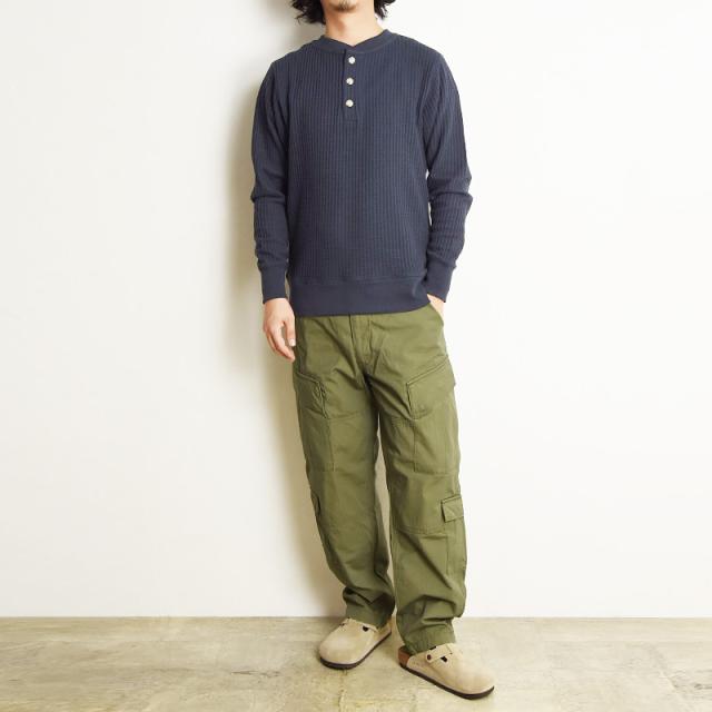 ジェーイーモーガン J.E.MORGAN ビッグワッフル ヘンリーネック ワッフル 無地 ヘビーウェイト カットソー 長袖 長袖カットソー ロンT スウェット メンズ 厚手 JC187-52K