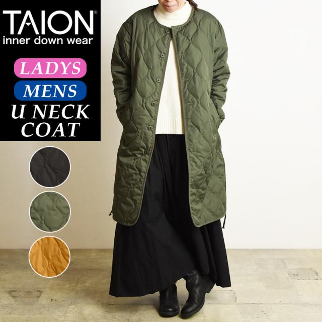 TAION タイオン ミリタリー ダウンコート クルーネック スナップボタン レディース キルティング コート インナーダウン 軽量 防寒 あたたかい 丸首 ユニセックス TAION-104BML 秋ジャケット 秋コート