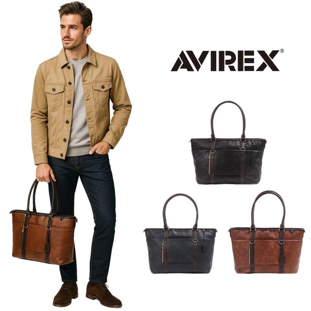 【ポイント10倍】AVIREX アビレックス AX2032 ヴィンテージ風2wayトートバッグ トートバック 斜めがけ ショルダー ヴィンテージ 鞄 ２way シボ タウン 合皮 通学 通勤 バレンタイン プレゼント おしゃれ キレカジ 高級 ユニセックス 人気