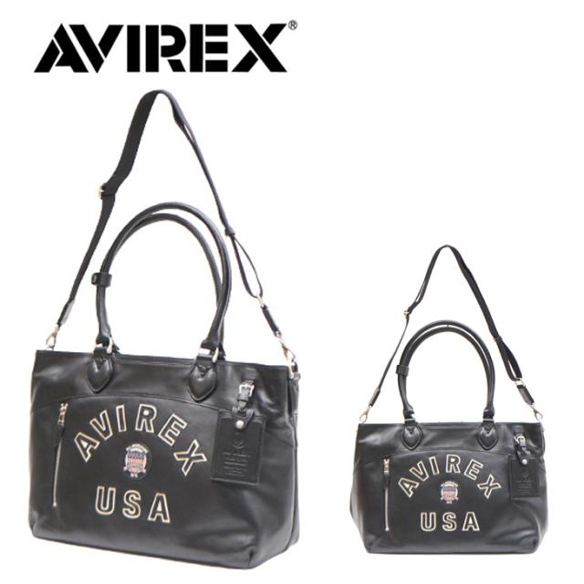 【ポイント10倍】AVIREX アビレックス バーシティー レザー 2WAYトートバッグ AVX5627 バッグ 鞄 手持ち ひじ掛け 斜め掛け 肩掛け 2WAY ショルダー 大きめ A4 おでかけ 旅行 ブラック 黒 シンプル ギフト プレゼント 贈り物 メンズ レディース 記念日
