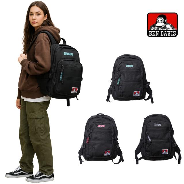 【BEN DAVIS】リュック 大容量 ベンデイビス BDW-8301 NEW MESH XL-PACK 2 32L バックパック リュック スクールバッグ パソコン タブレット ポケット スマイリング ゴリラ 刺繍 撥水