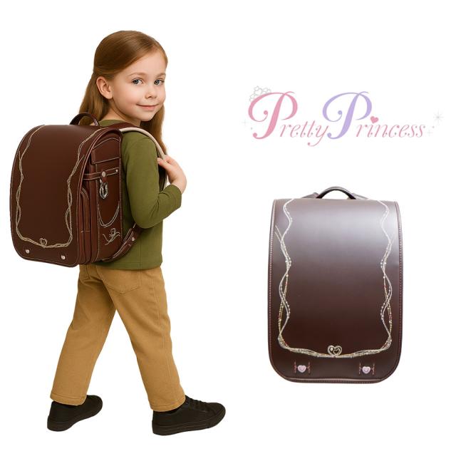 【Pretty Princess】1153 ランドセル かわいい A4ファイル対応 フィットちゃん背カン パールローズ ワンタッチロック プリティプリンセス Dカン 刺繍 反射 新入学 小学生 1年生 入学祝い ギフト プレゼント 孫 子供 女の子
